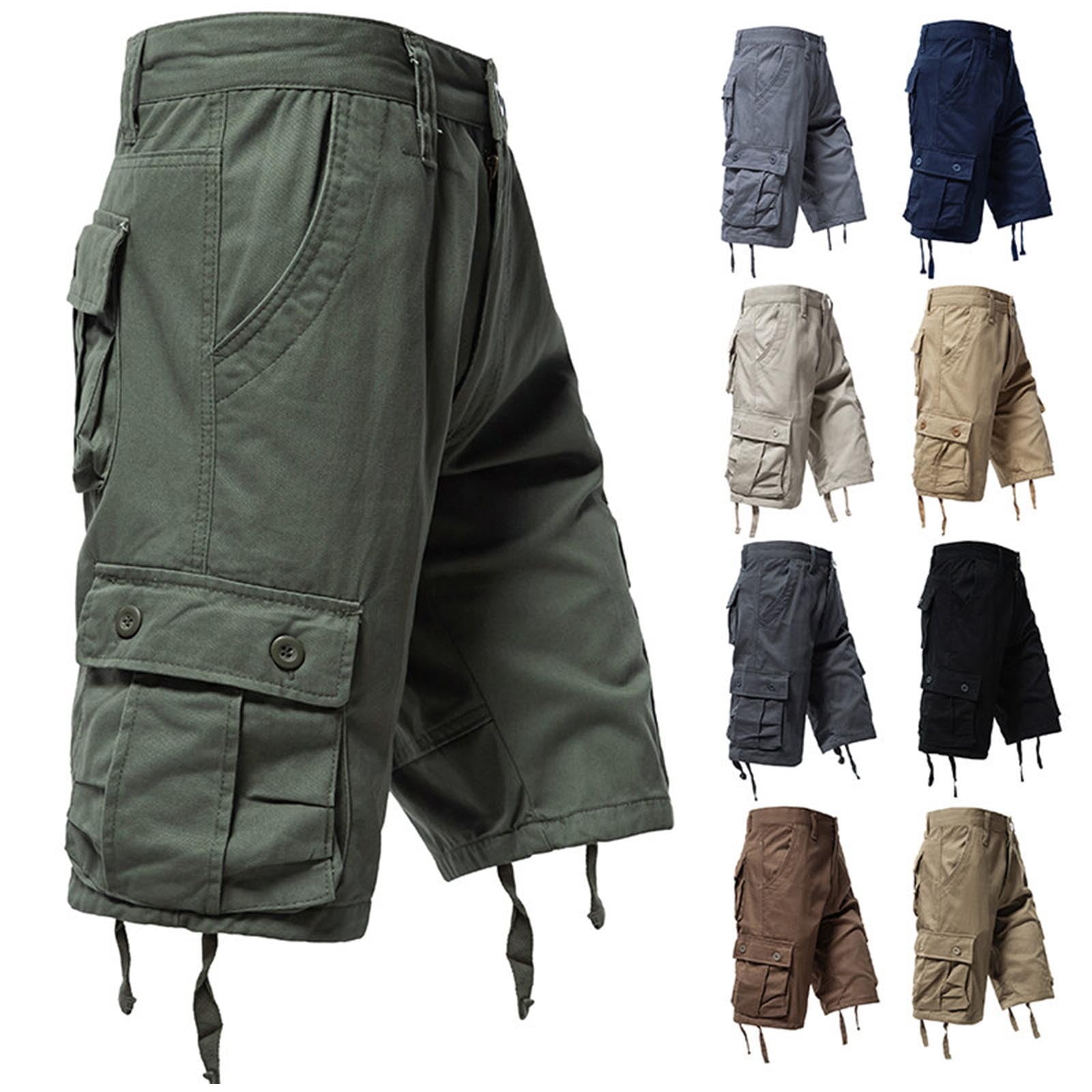 Swuxness Men Cargo Half Shorts Pants Loose Multi Pockets Outer Wear ...