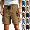 Swuxness Men Cargo Shorts Pants Elastic Waist Multiple Storage Pockets ...