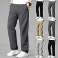 Swuxness Men Casual Straight-Leg Long Pants Zipper Pockets Drawstring ...
