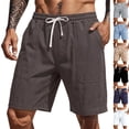 Swuxness Men Half Shorts Pants Linen Beach Side Pocket Elastic Waist ...