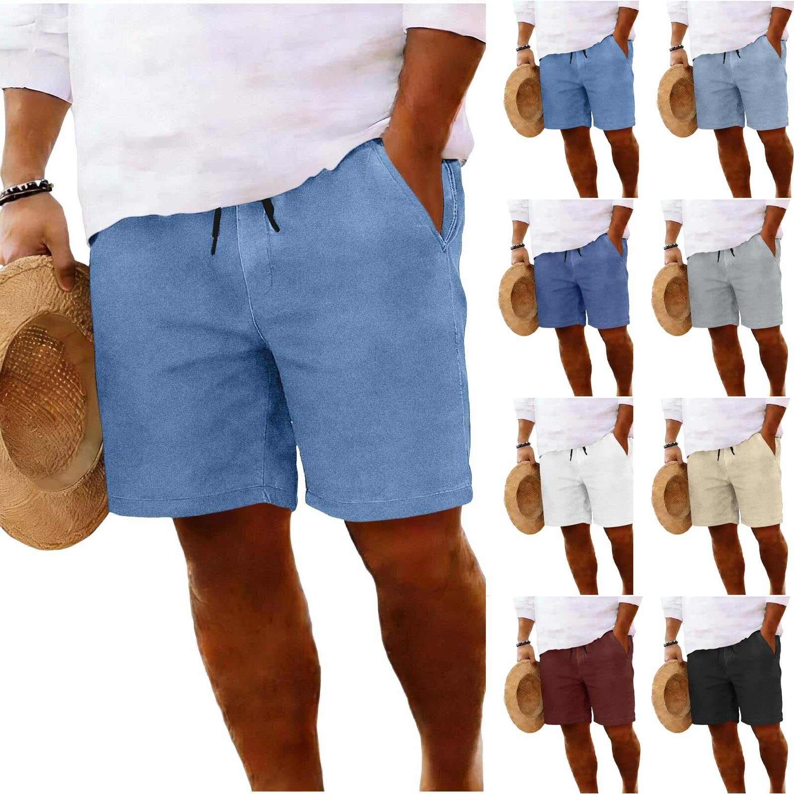 Swuxness Men Jeans Half Shorts Pants Denim Texture Pocket Flexible ...