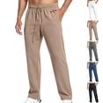 Swuxness Men Sports Long Pants Solid Color Compact Waist Drawstring ...