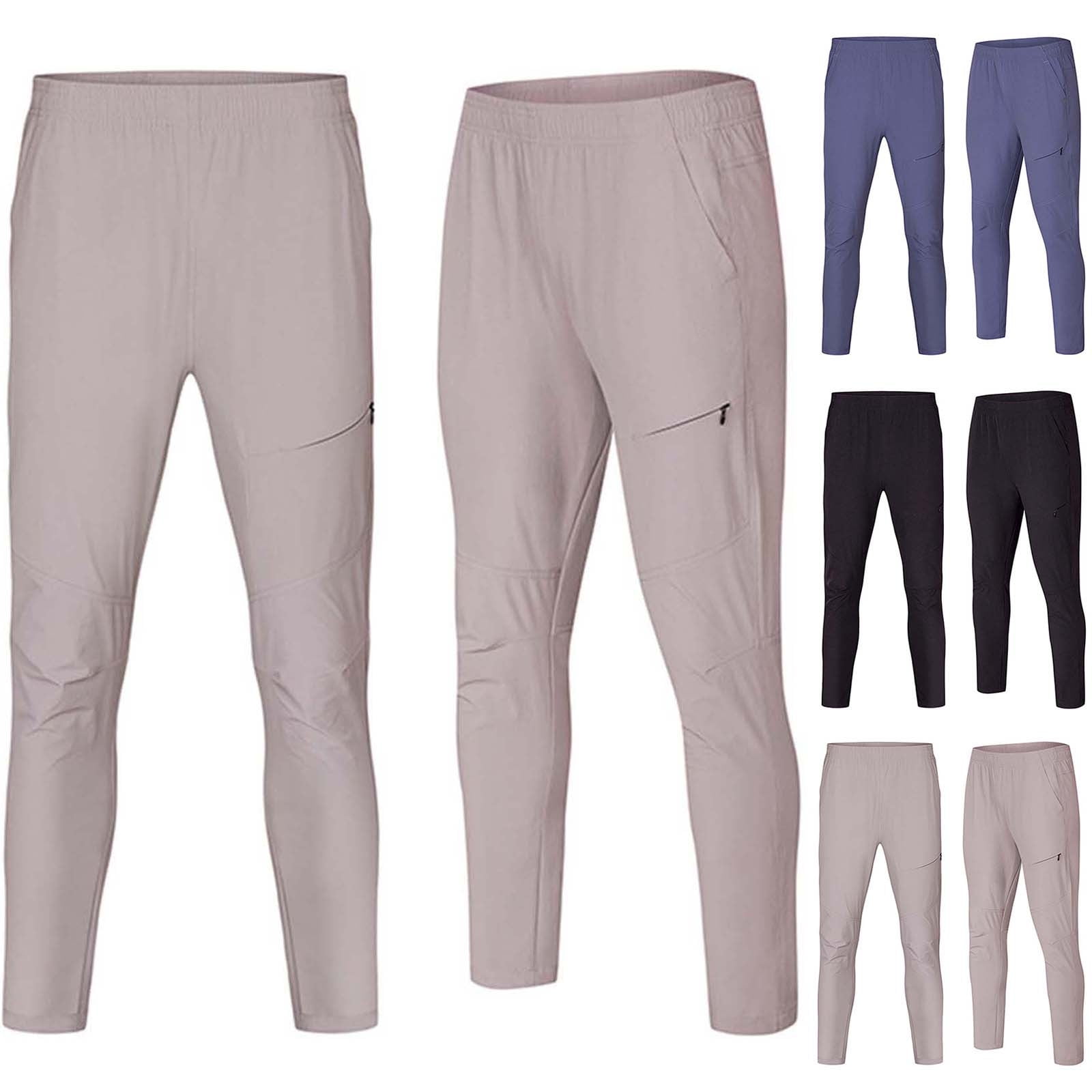 Swuxness Men Sports Long Pants Zipper Pocket Elastic Fabric Running ...