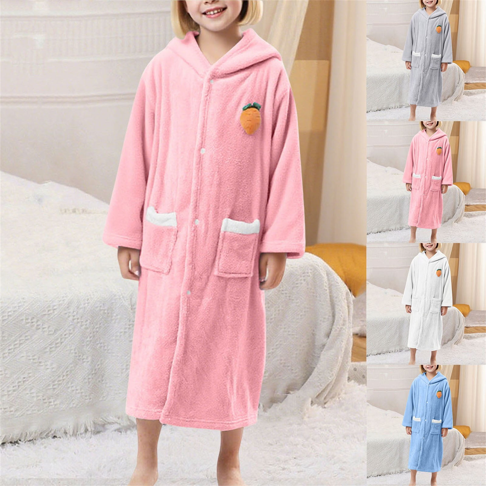 Swuxness Toddler Fleece Hooded Long Sleeve Robes, Long Casual Robes ...