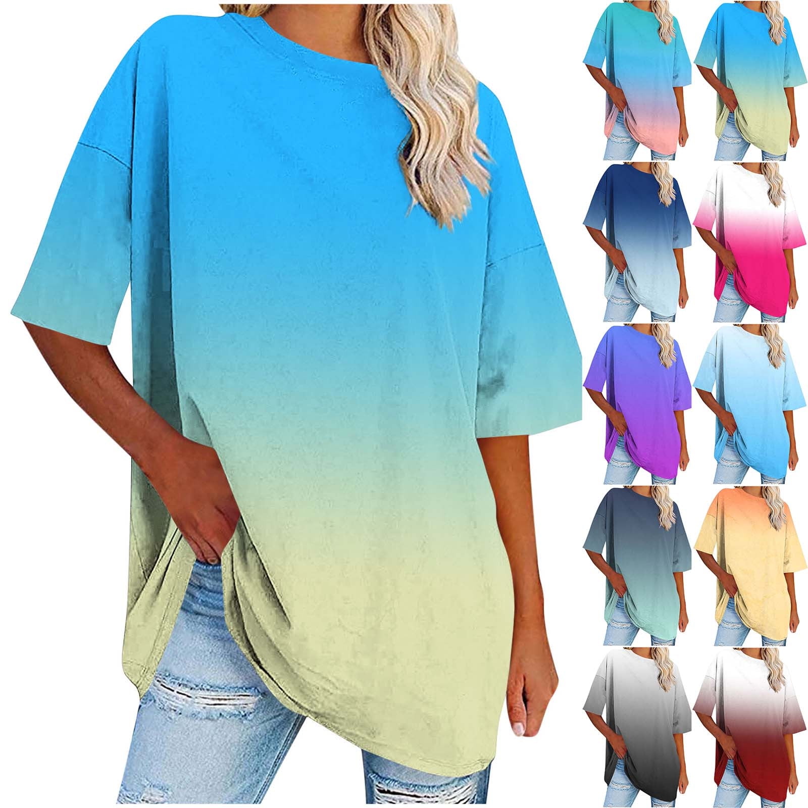 Swuxness Women 3/4 Sleeve Plus Size Shirts, Spring and Summer Casual ...