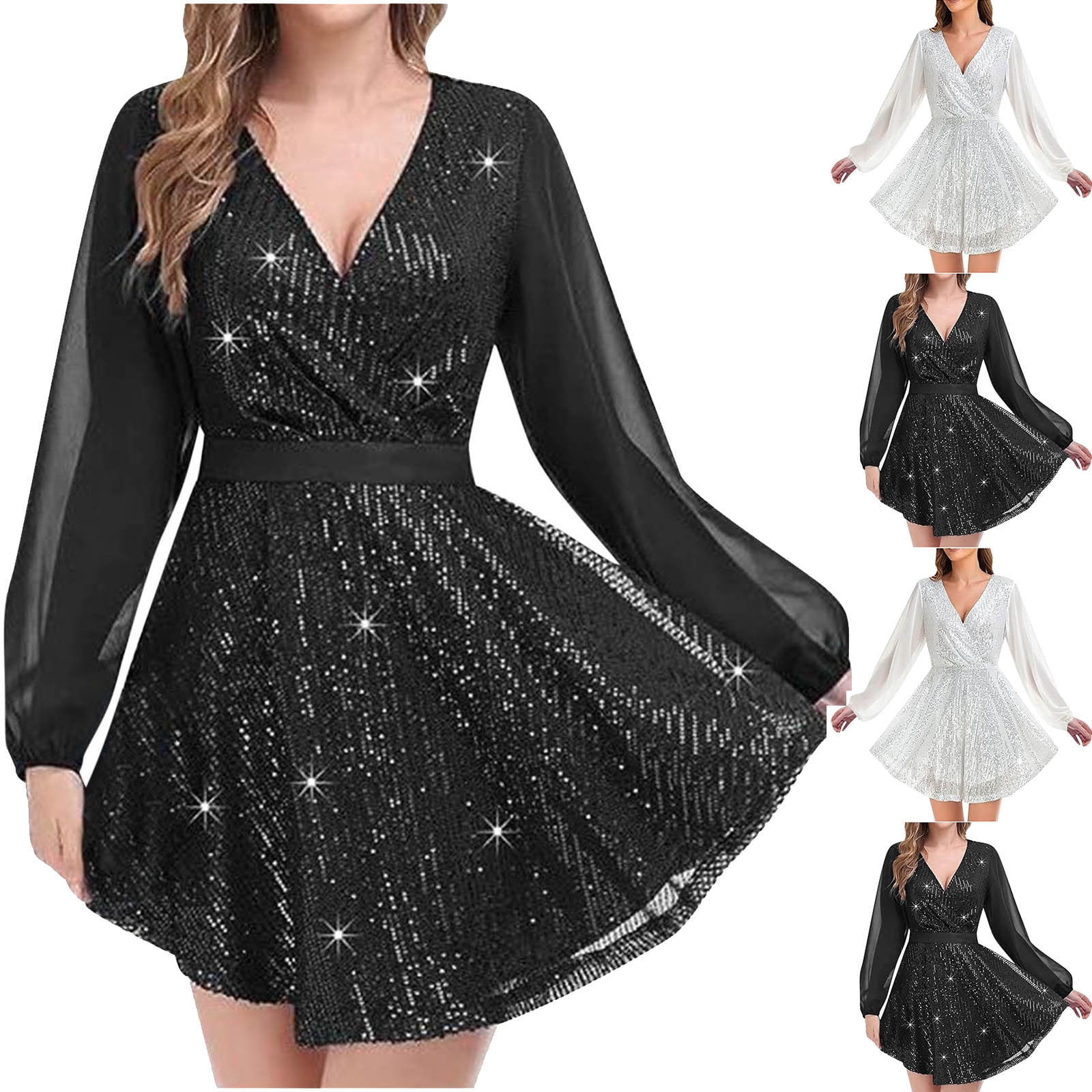 Swuxness Women Long Sleeves Bodycon Dress, Women Mini Evening Gown ...