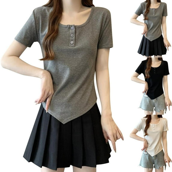 Swuxness Women Short Sleeve Casual T Shirts, Spring and Summer Tops ...