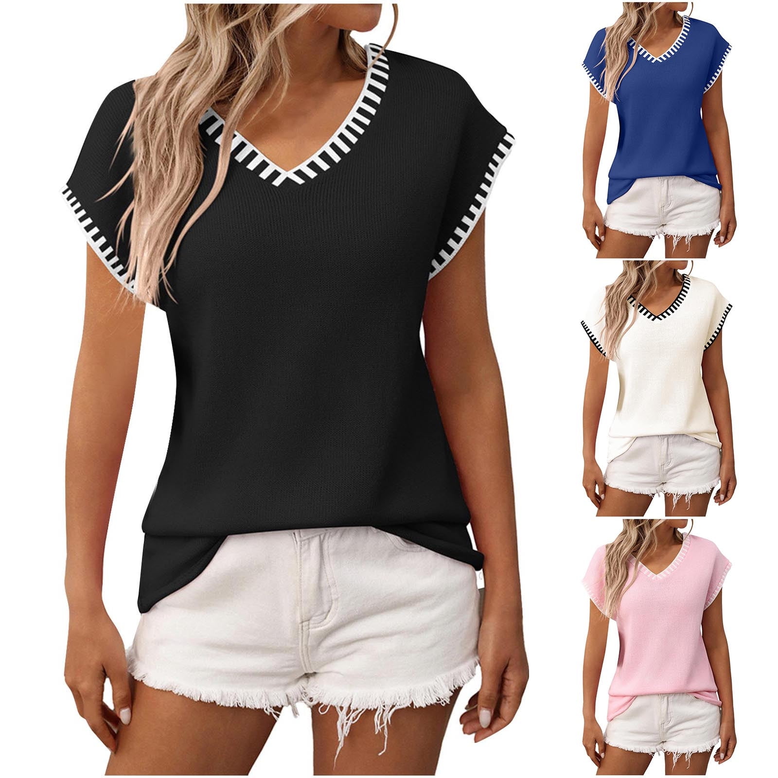 Swuxness Women Short Sleeve Casual T Shirts, Spring and Summer Tops ...