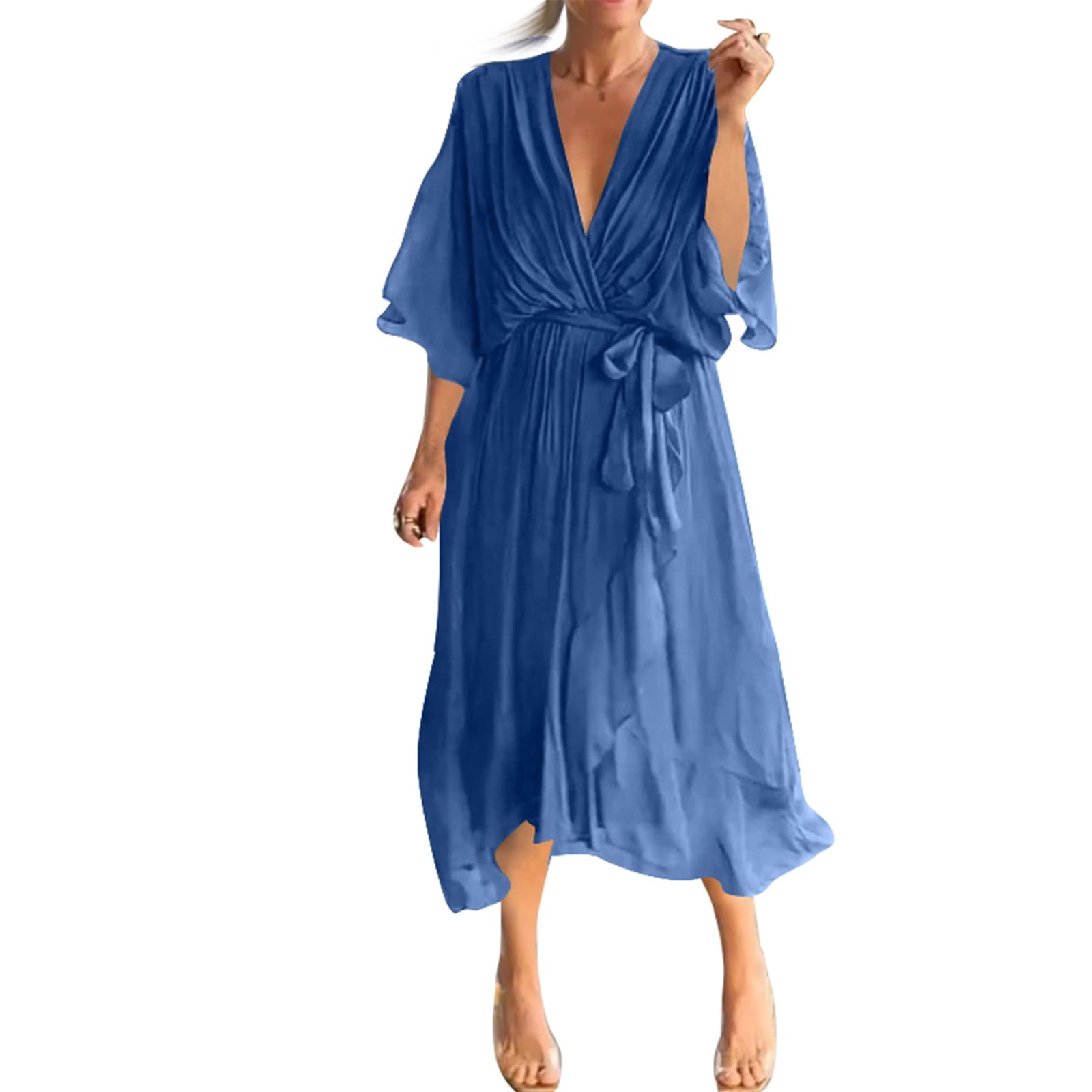 Sxaura Beach Dresses for Women Short Sleeve Beach Trendy 2025 Summer ...