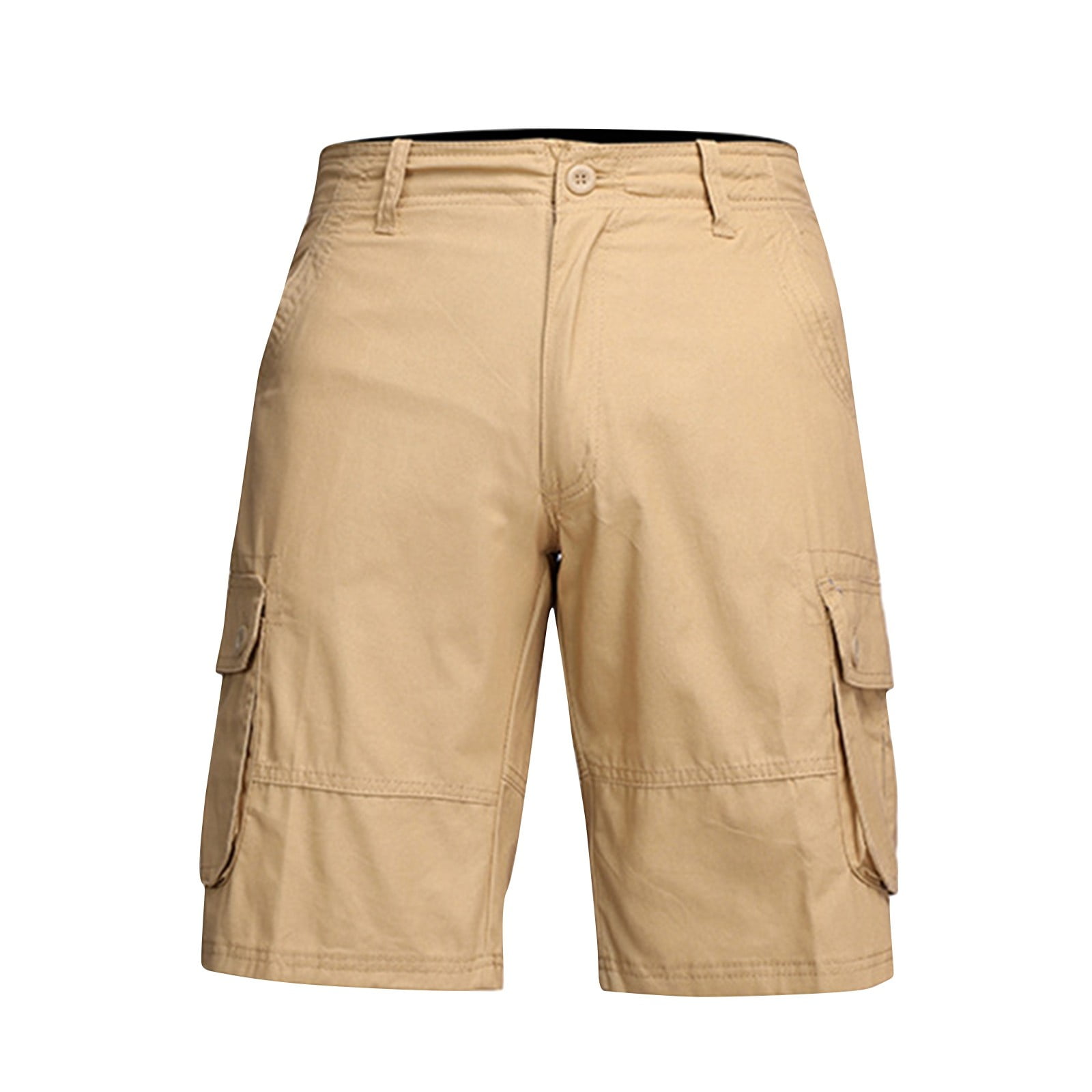 Sxaura Beige Cargo Shorts for Men Solid Color Loose Summer 2025 Basic ...
