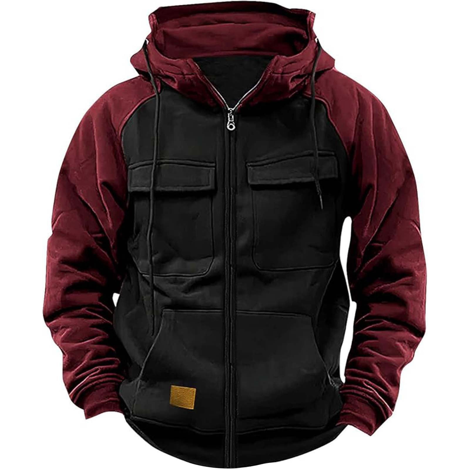 Sxaura Black Jackets for Men Trendy Loose Long Long Sleeve Workout ...