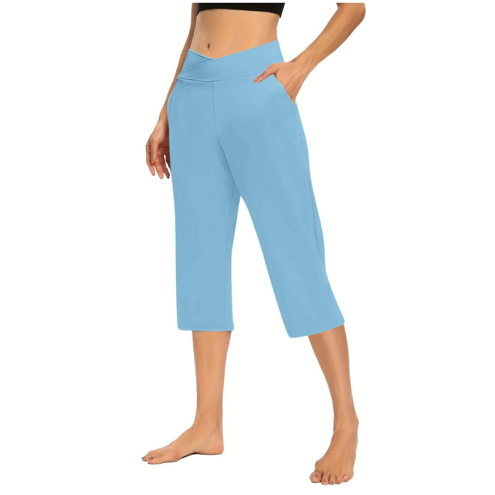 Sxaura Capri Pants for Women Workout High Waisted 2025 Trendy Yoga ...
