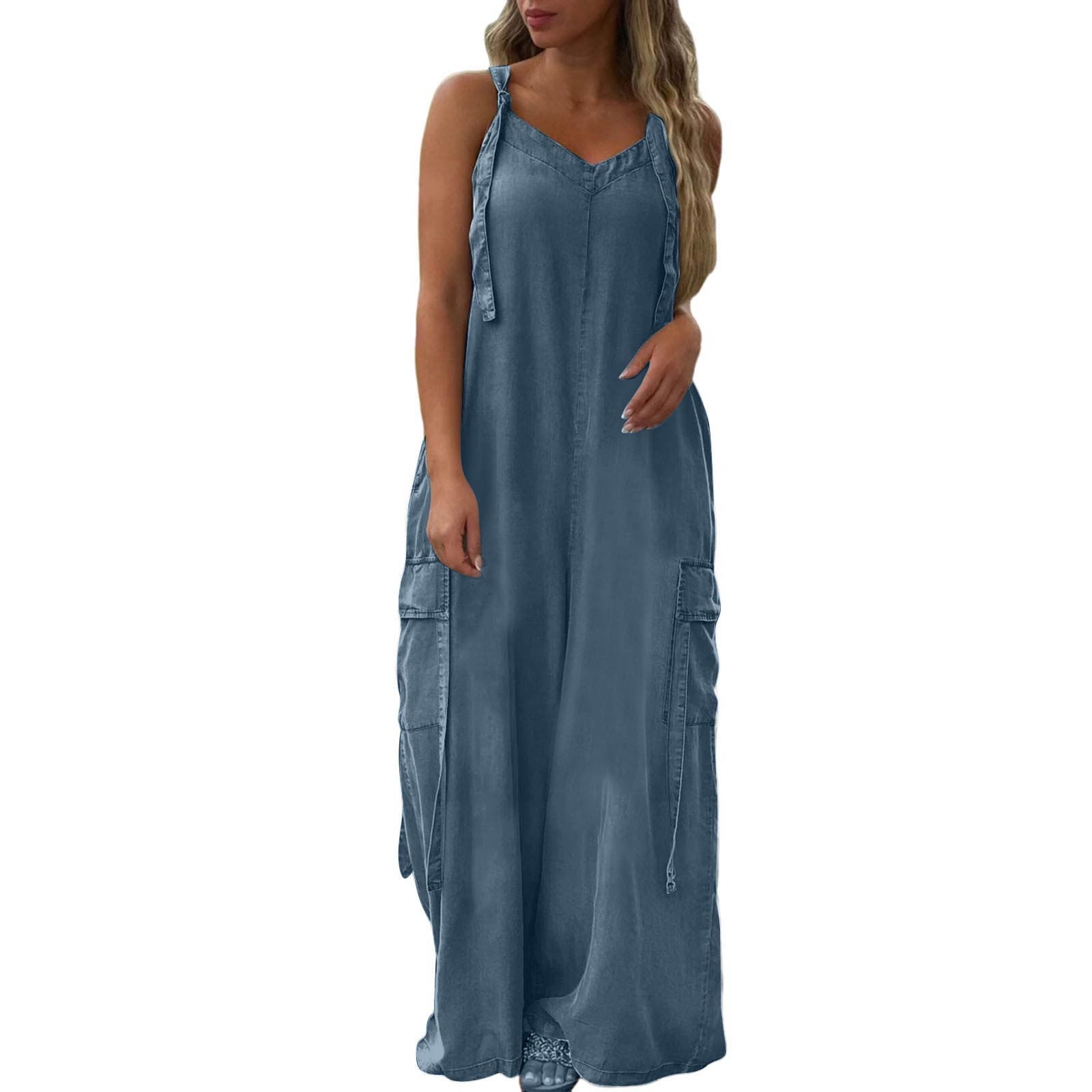 Sxaura Jumpsuits for Women Solid Color Trendy 2025 Loose Basic Fashion ...