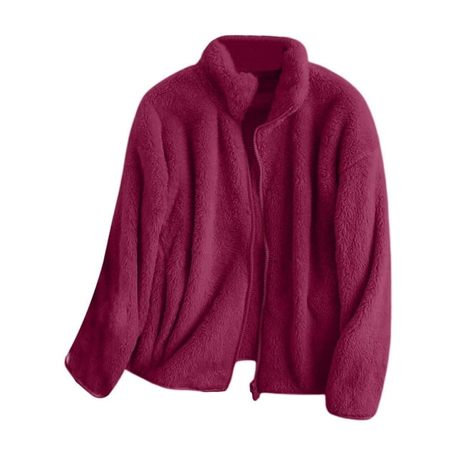 Sxaura Pink Fleece Jackets for Women Fleece Lined Thermal Warm Fuzzy ...
