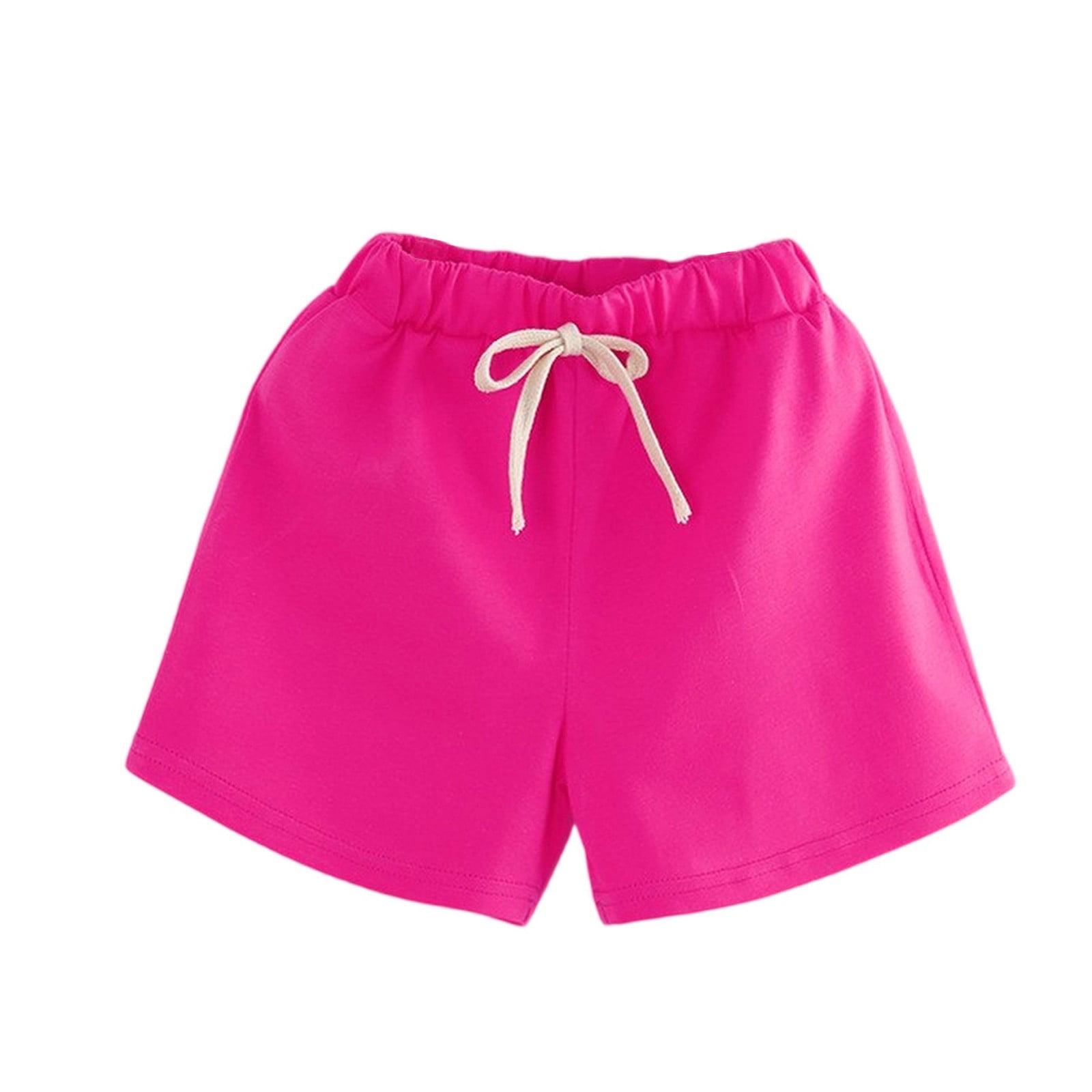 Sxaura Pink Running Shorts for Little Girl Solid Color 2025 Basic ...