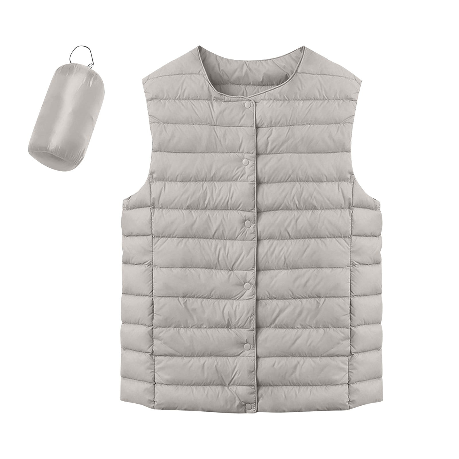 Sxaura Puffer Vest for Women Gray Basic Lightweight Solid Color Vests ...