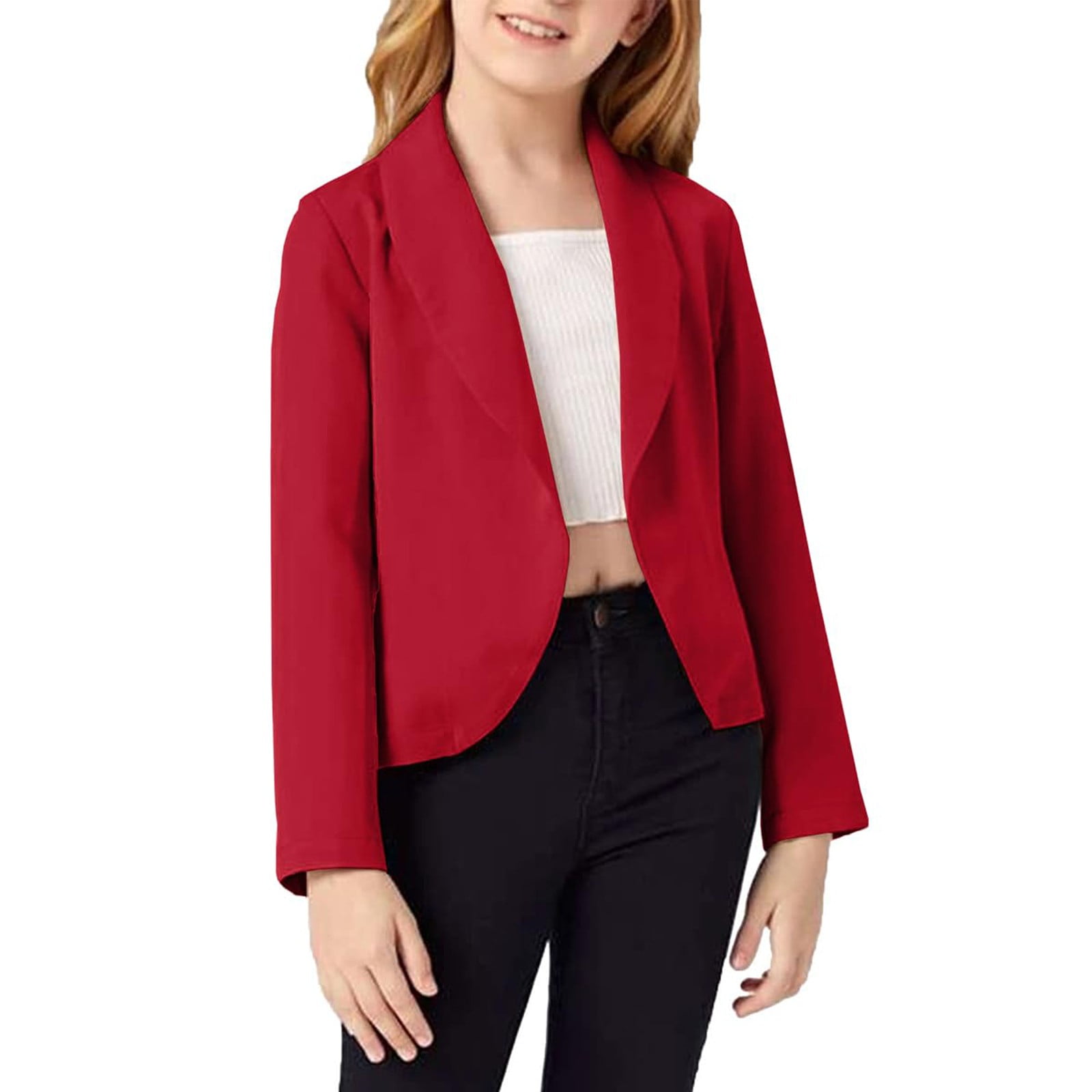 Sxaura Red Blazers for Little Girl 2025 Cute Suit Jackets Toddler Girls ...