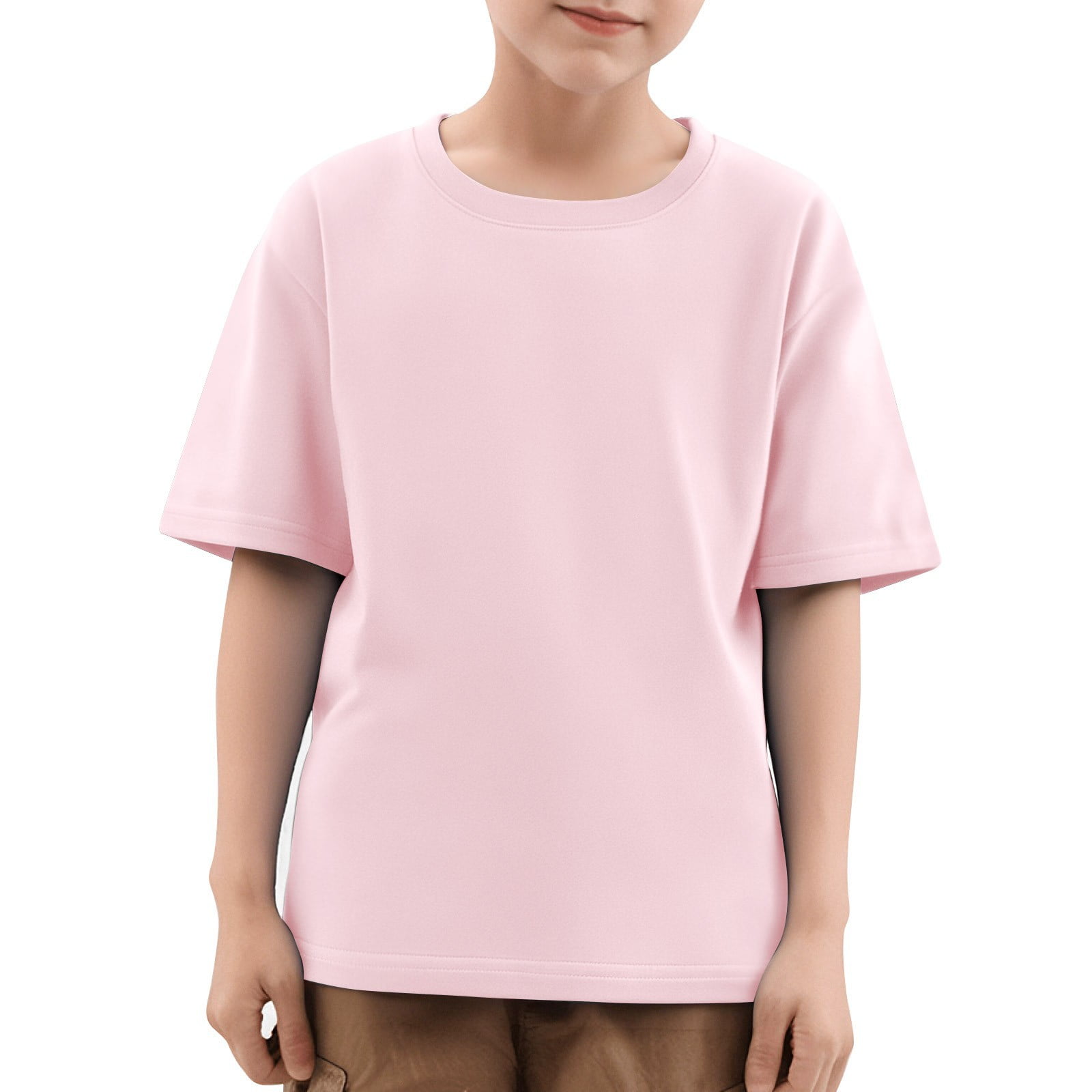 Sxaura Short Sleeve T Shirts for Little Girl Solid Color Trendy Basic ...