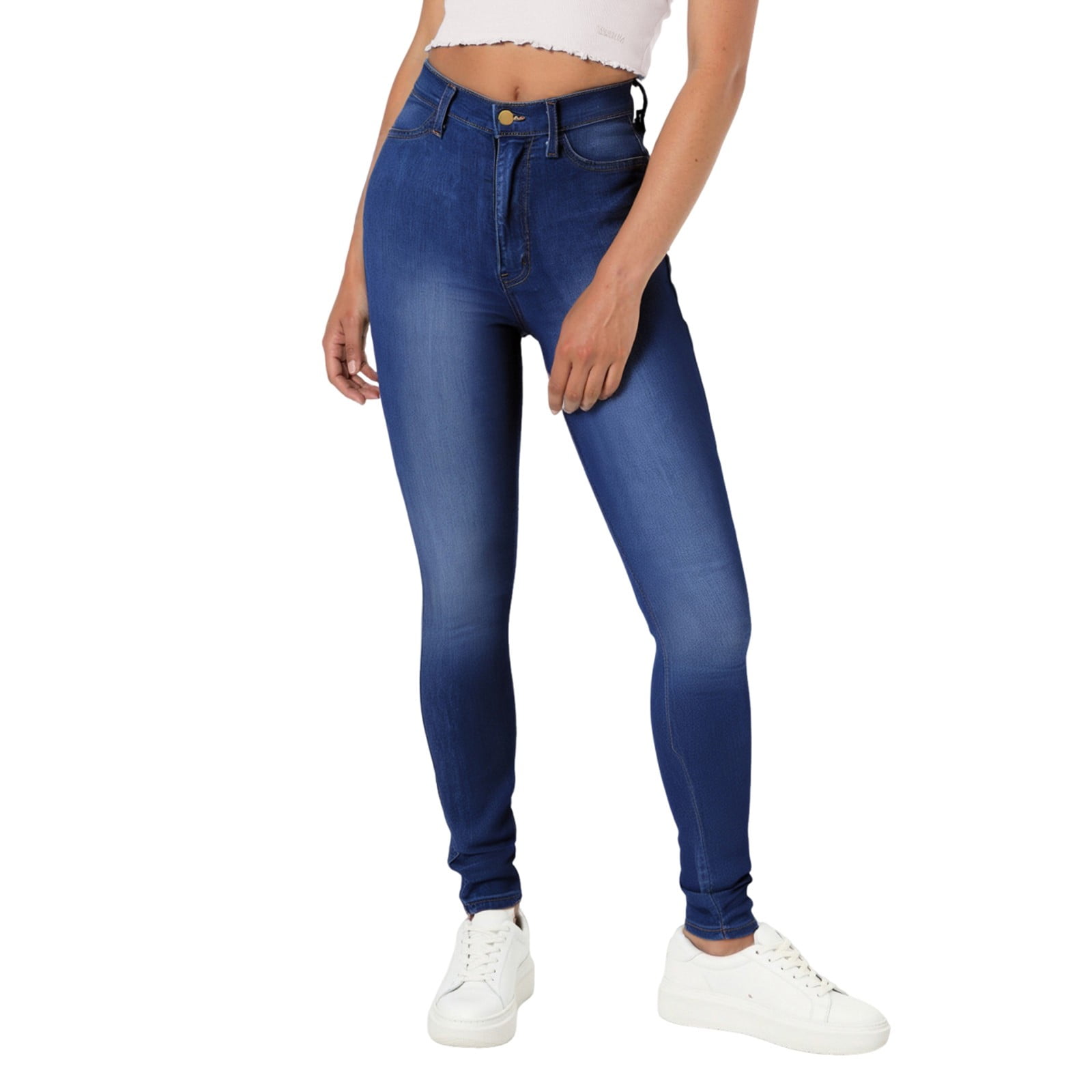 Sxaura Solid Color Jeans for Women Basic Trendy Slim Fit High Waisted ...
