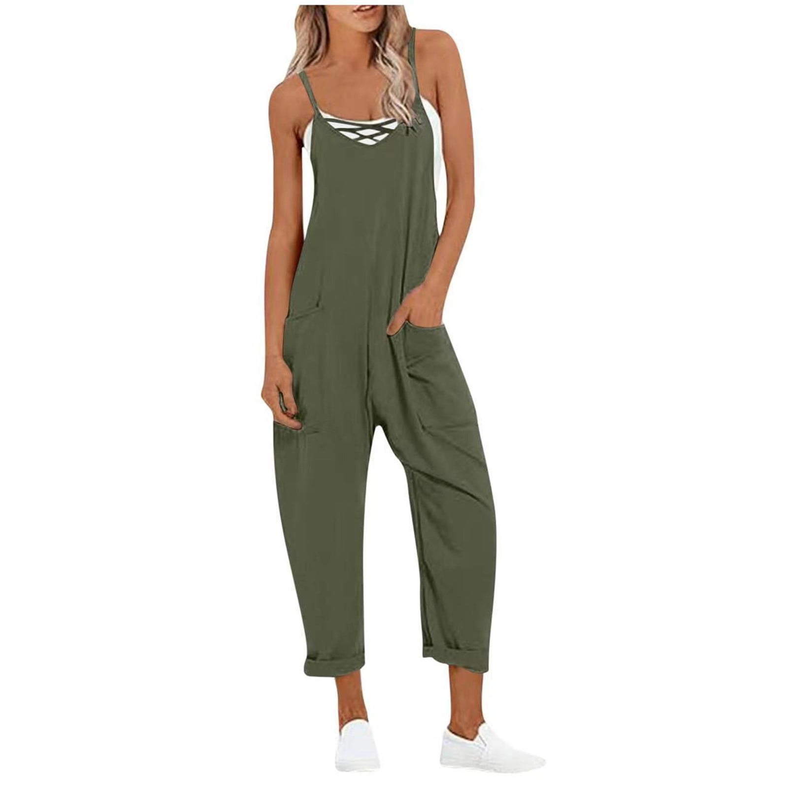 Sxaura Solid Color Jumpsuits for Women 2025 Trendy Basic Fashion ...