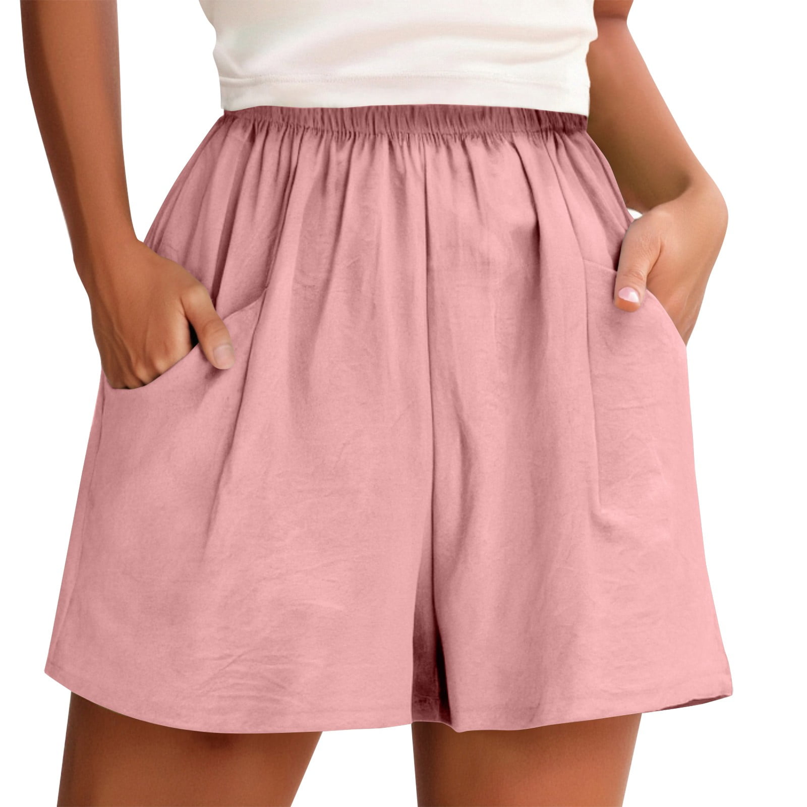 Sxaura Solid Color Running Shorts for Women Workout Wide Leg 2025 Basic ...