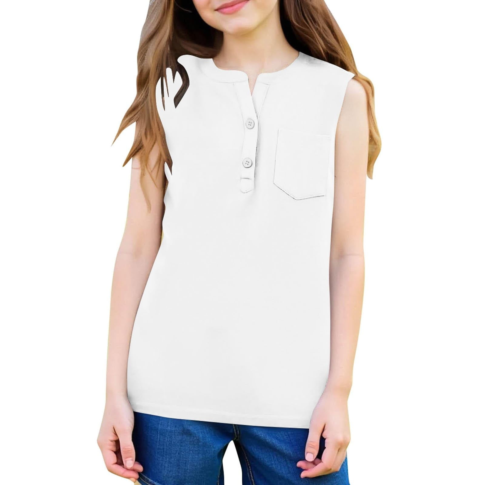 Sxaura Solid Color Tank Tops for Little Girl Summer Lightweight Basic ...