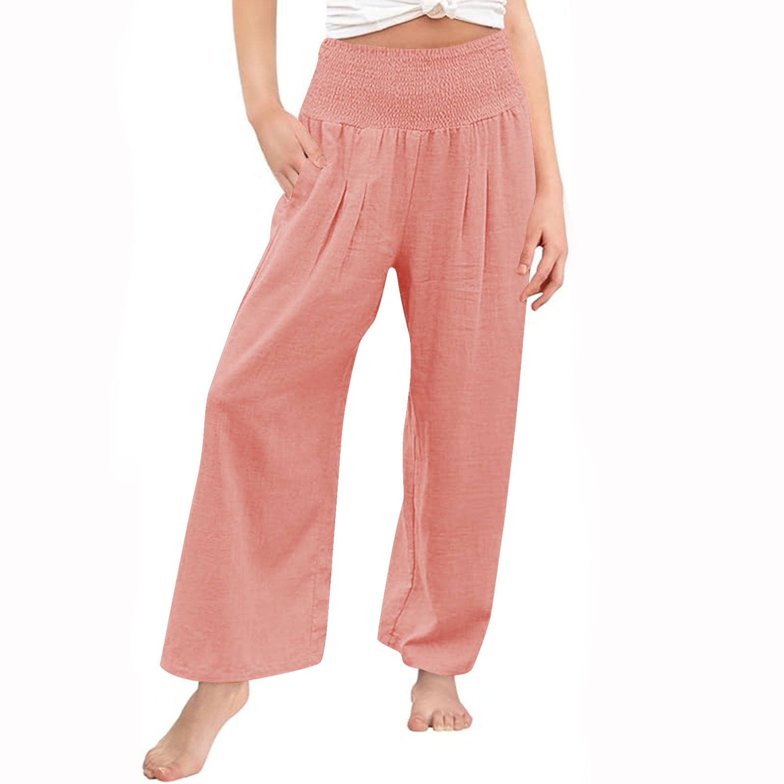 Sxaura Summer Beach Pants for Little Girl Wide Leg Loose Trendy Linen ...