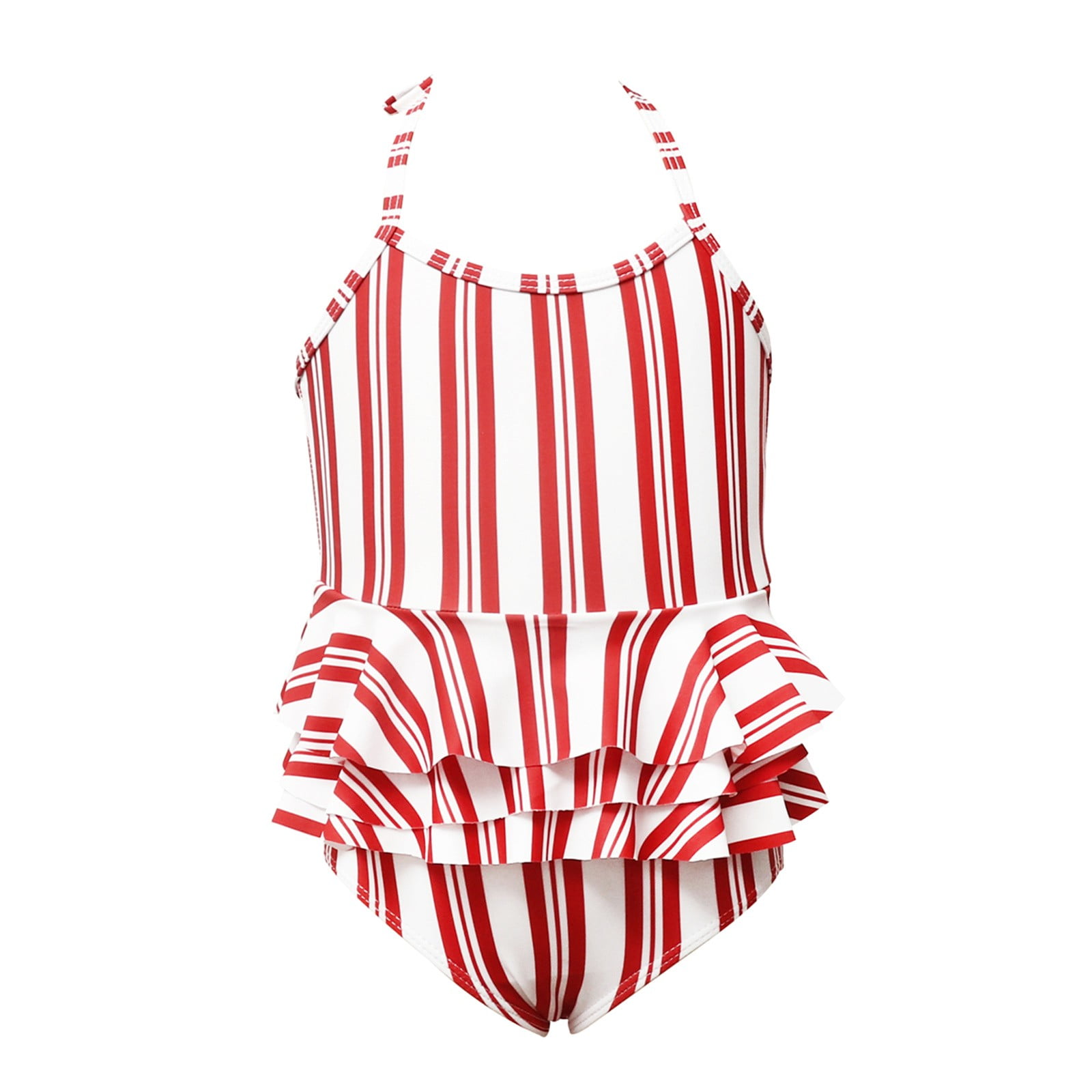 Sxaura Summer Tummy Control Swimsuits for Little Girl Ruffled Striped ...