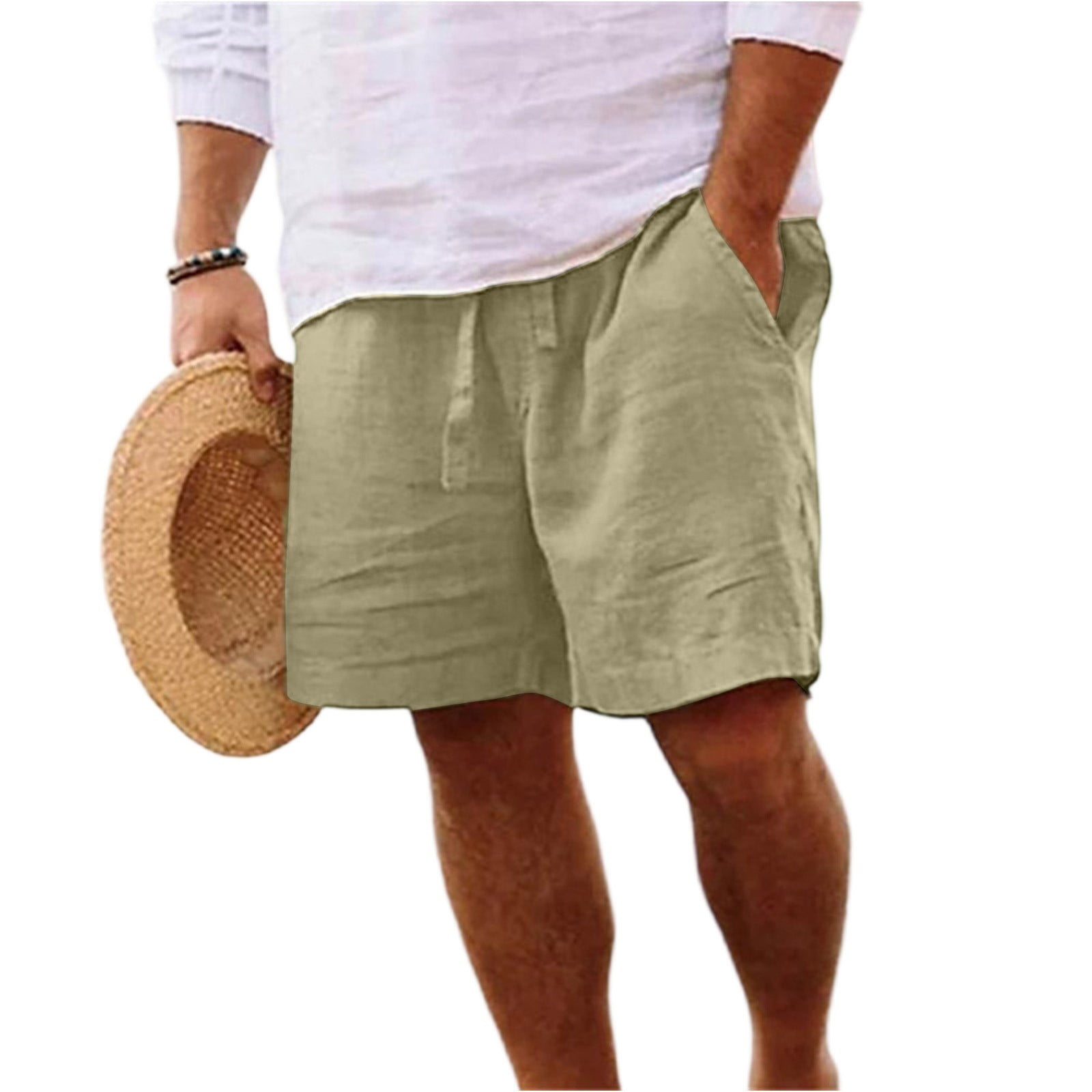 Sxaura Swim Shorts Basic Linen Shorts for Men Beach Workout Lace 2025 ...