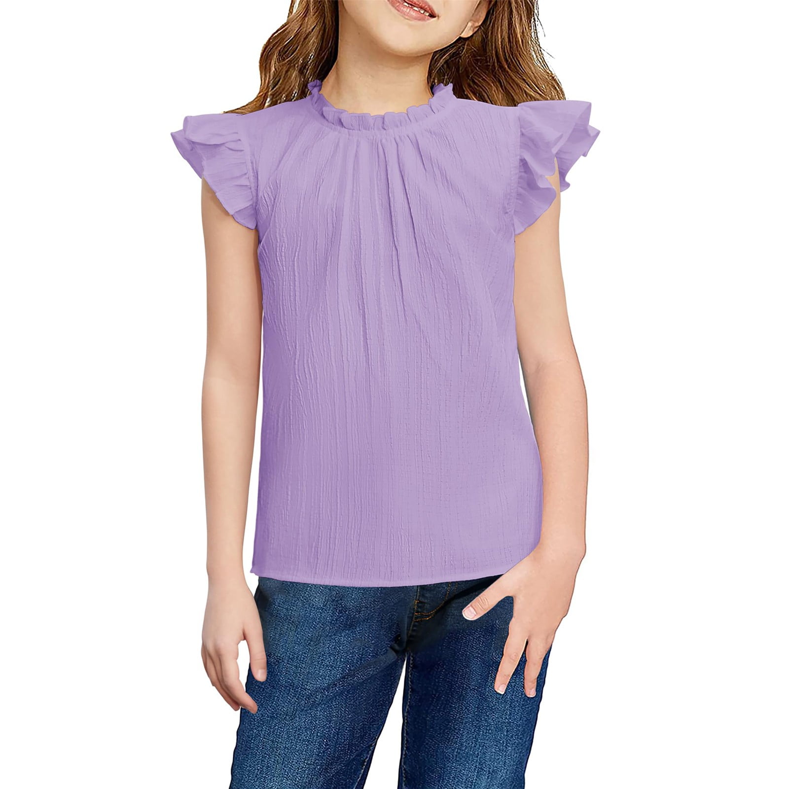 Sxaura T Shirts for Little Girl Trendy Short Sleeve Fashion Pleated ...