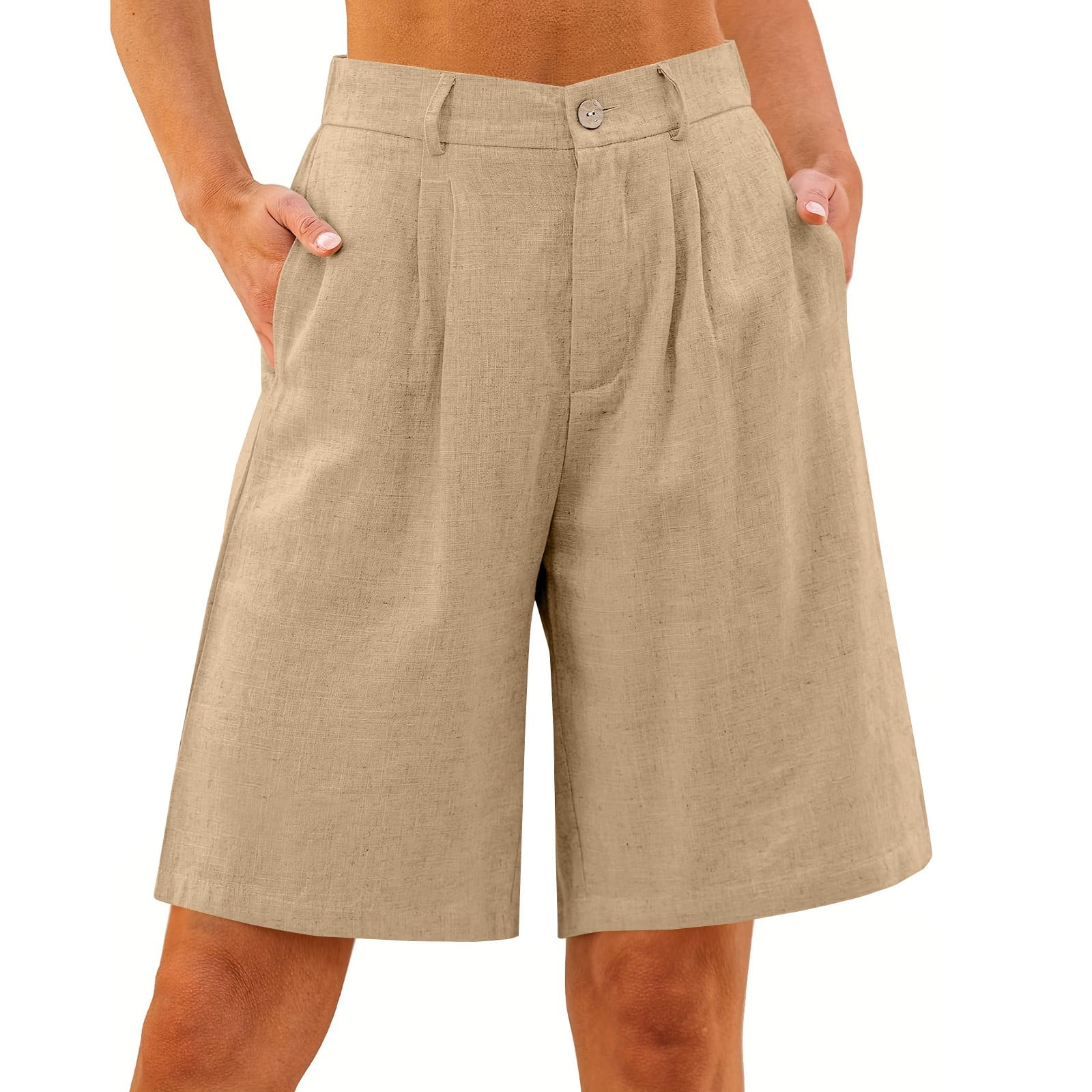 Sxaura Vacation Casual Shorts Cotton Linen Linen Shorts for Women ...