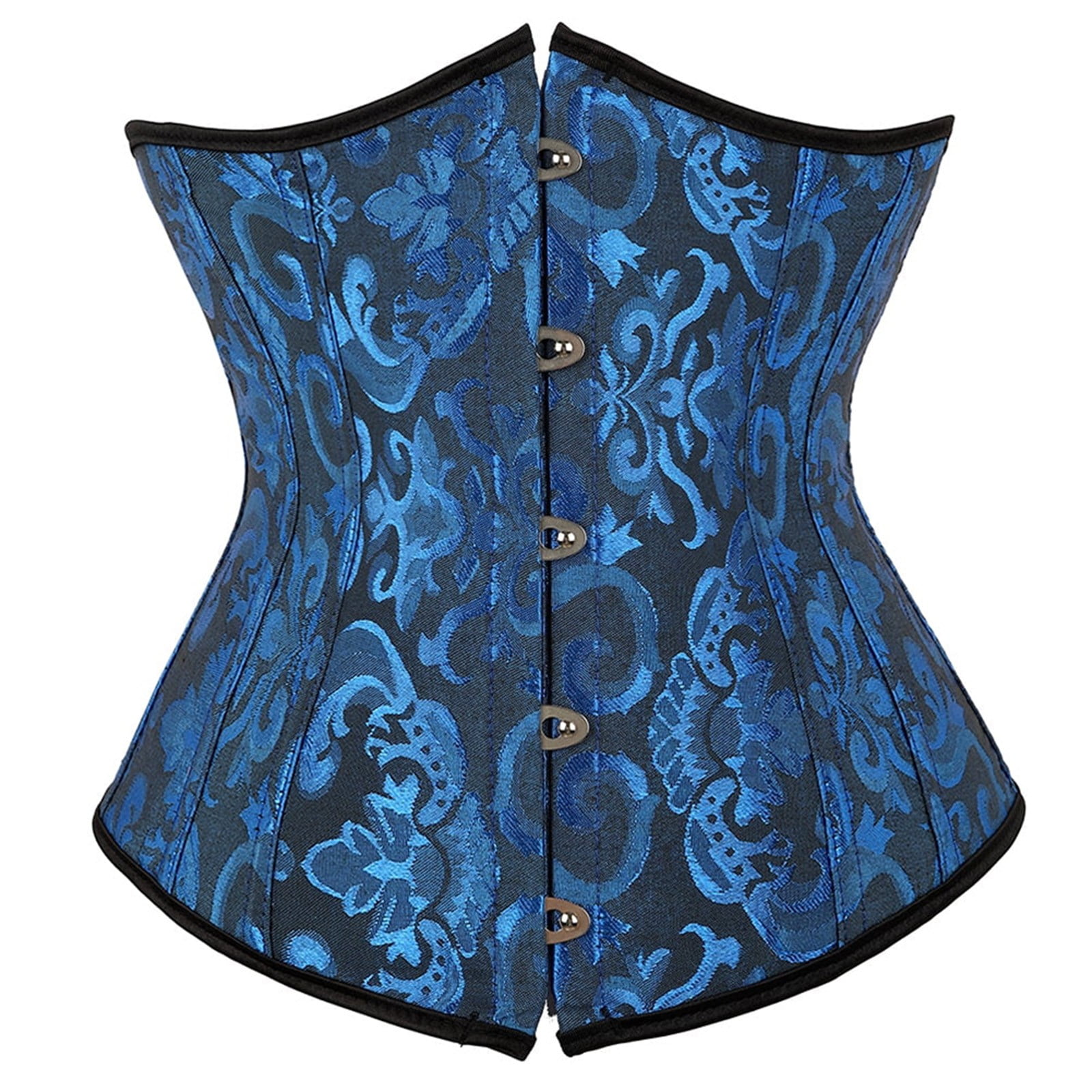 Sxaura Womens Corset Bodysuit Blue Corset Tops Jacquard Knitted Corset ...