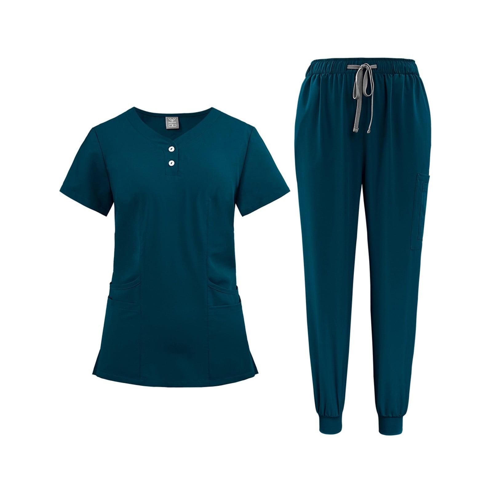 Sxaura Womens Green Nurse Uniform Basic Quick Dry Button Down Solid ...