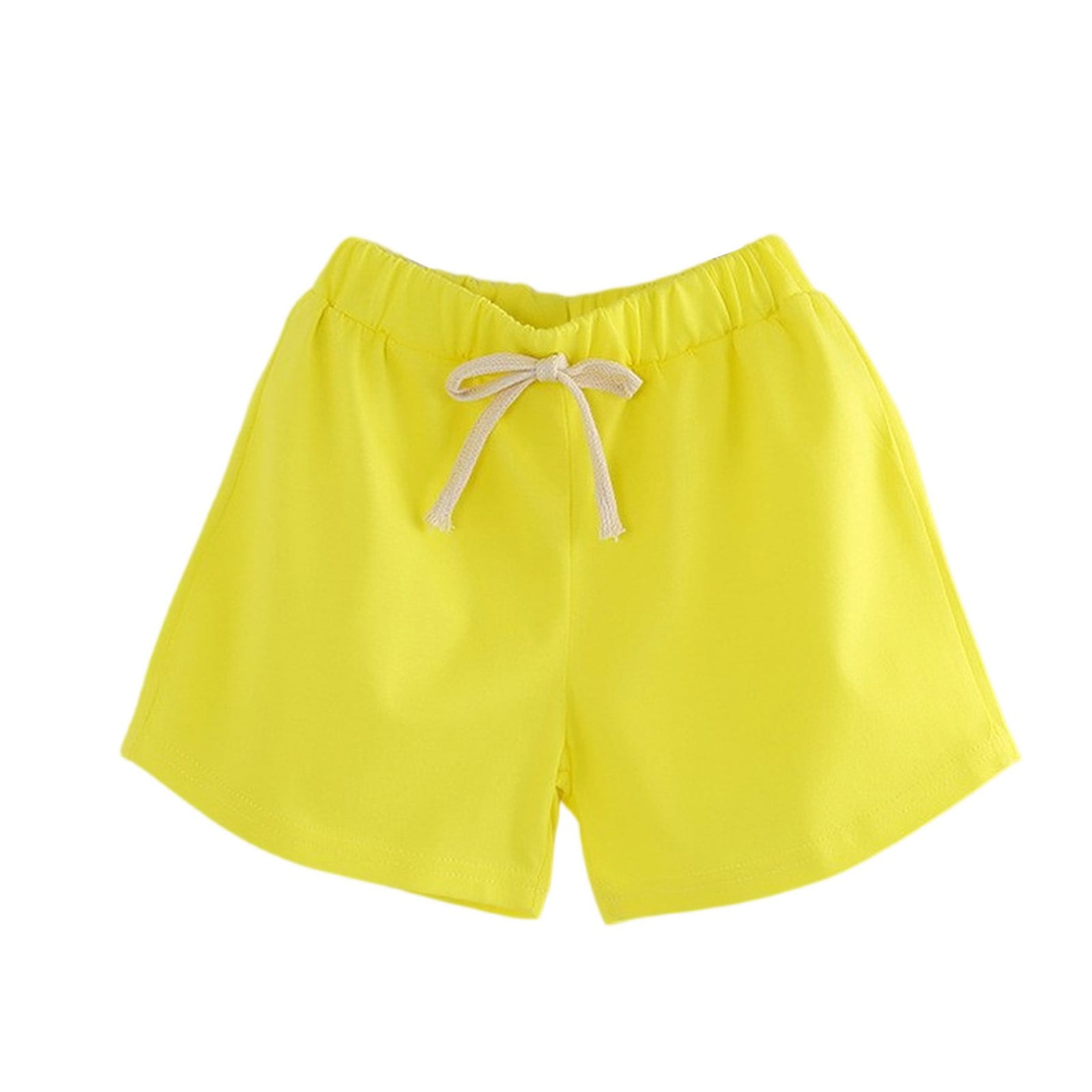 Sxaura Yellow Running Shorts for Little Girl Solid Color 2025 Basic ...