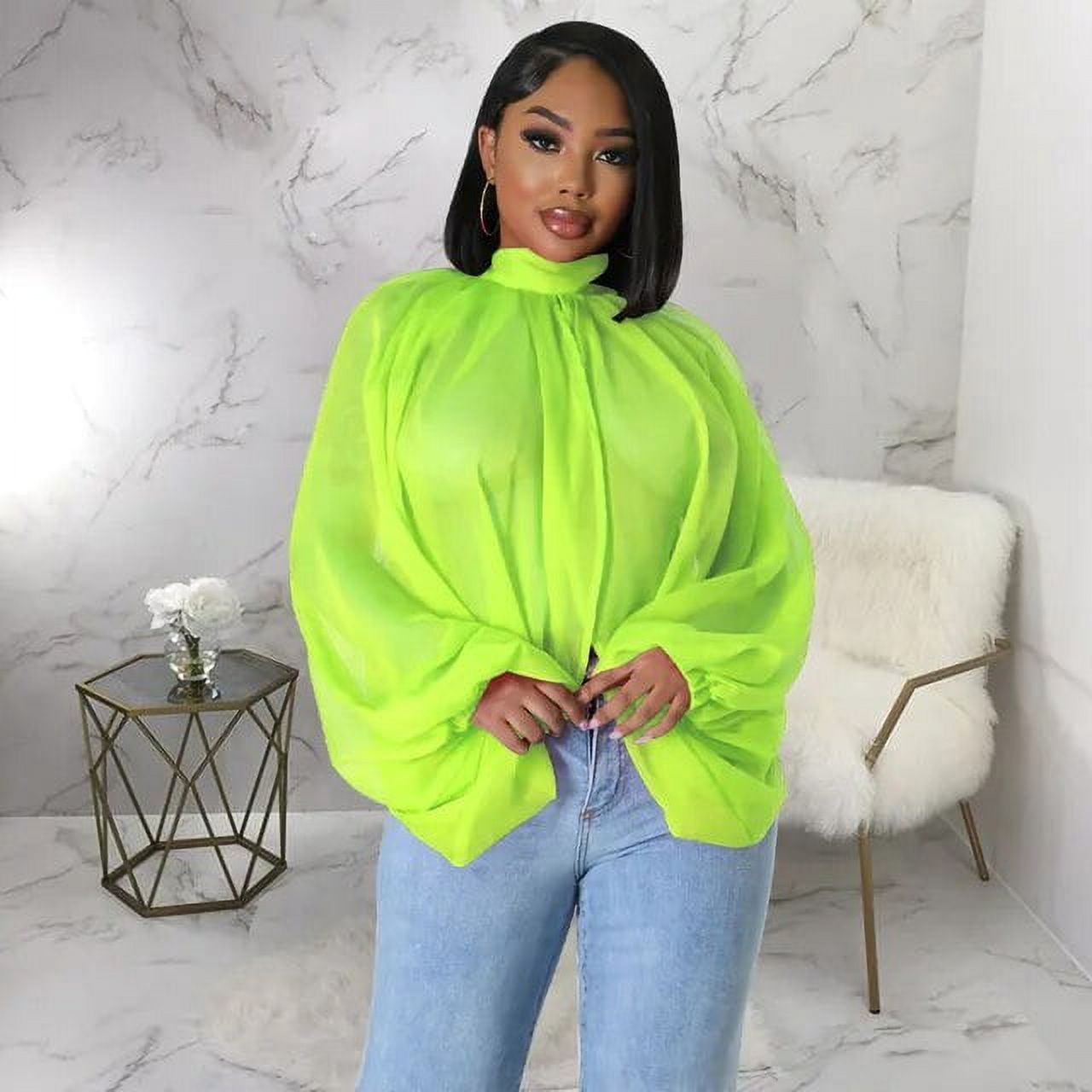 Sxey Long Sleeve See Through Top Mesh Sheer Tunic Beach Cover Up Cover ...