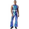 Sxiwei Adult Men Metallic Shiny Rompers Festival Party Rave Outfits ...