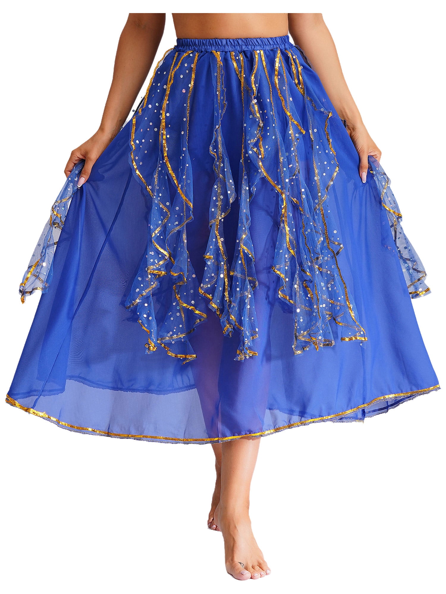 Sxiwei Belly Dance Skirt Tribal Split Skirt Belly Dance Costume for ...
