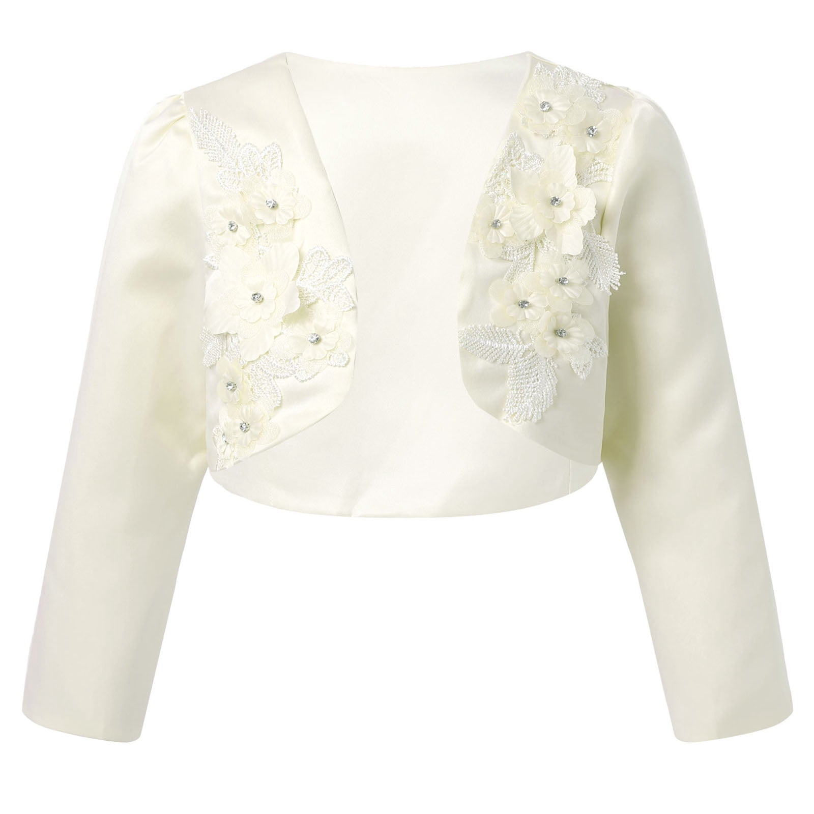 Sxiwei Girls Long Sleeve Embroidered Bolero Shrug Flower Girl Dress ...