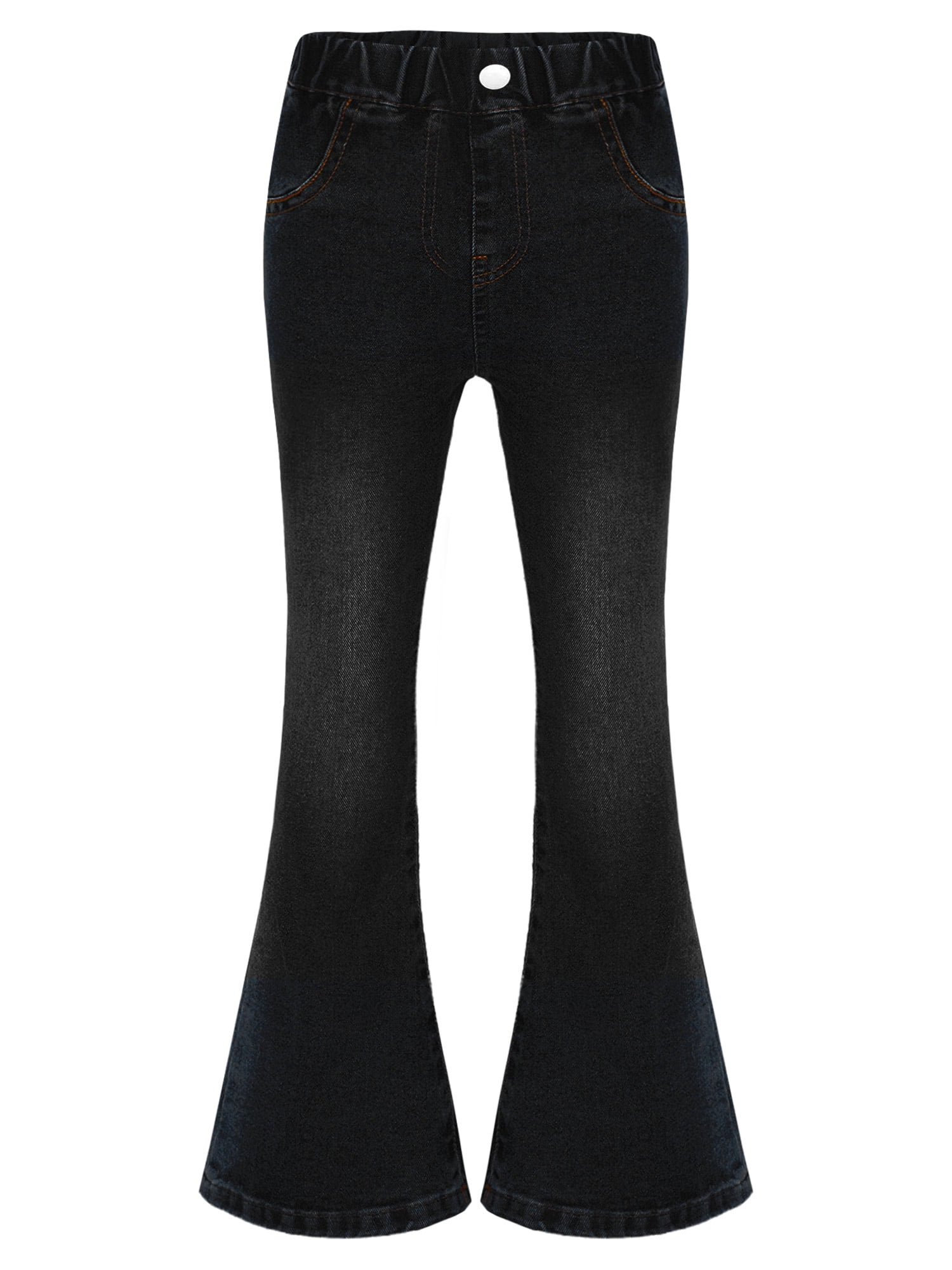 Sxiwei Kids Girls Bell Bottom Jeans Elastic Waist Vintage Denim Flared ...