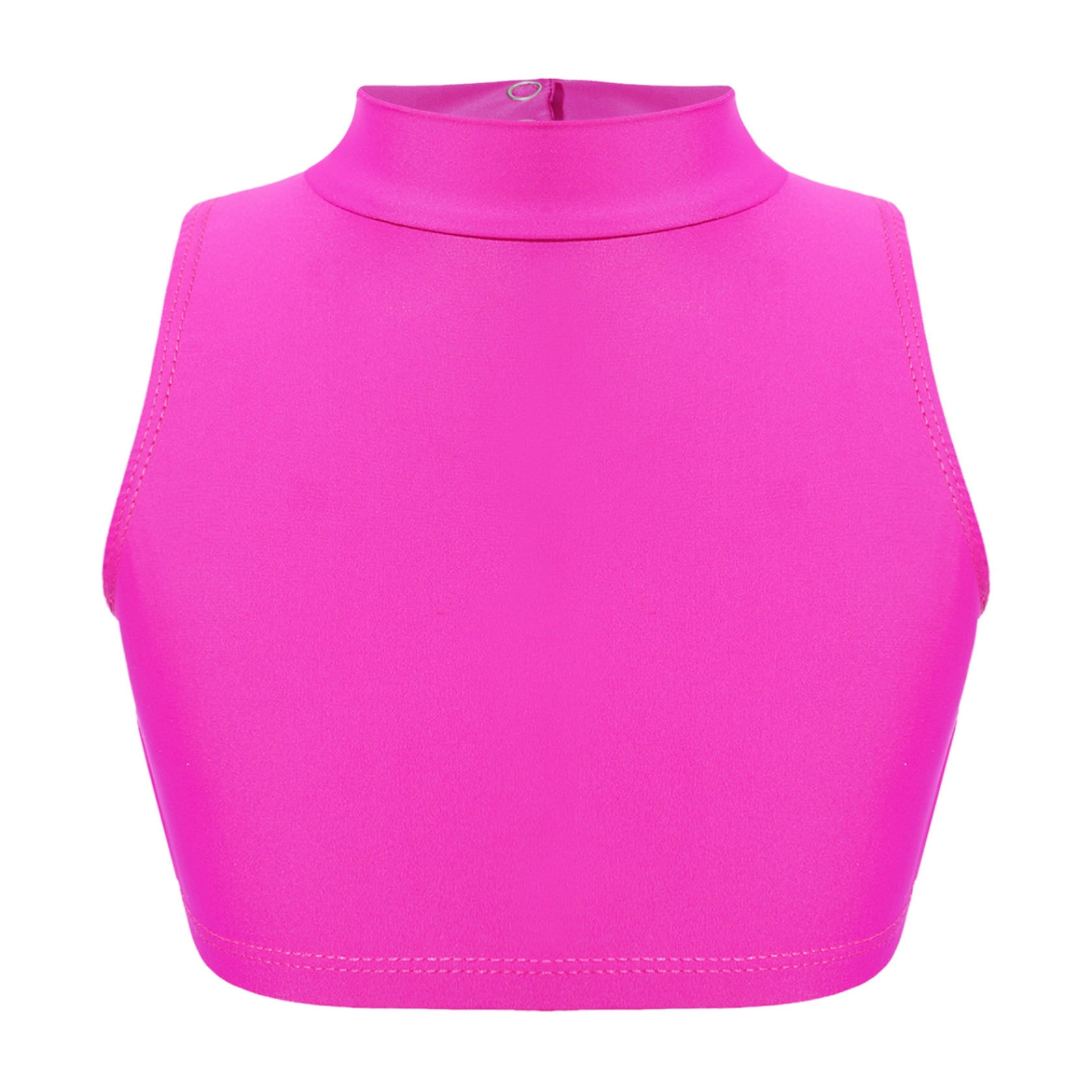 Sxiwei Kids Girls Dance Tank Crop Top Sleeveless Mock Neck Criss Cross ...