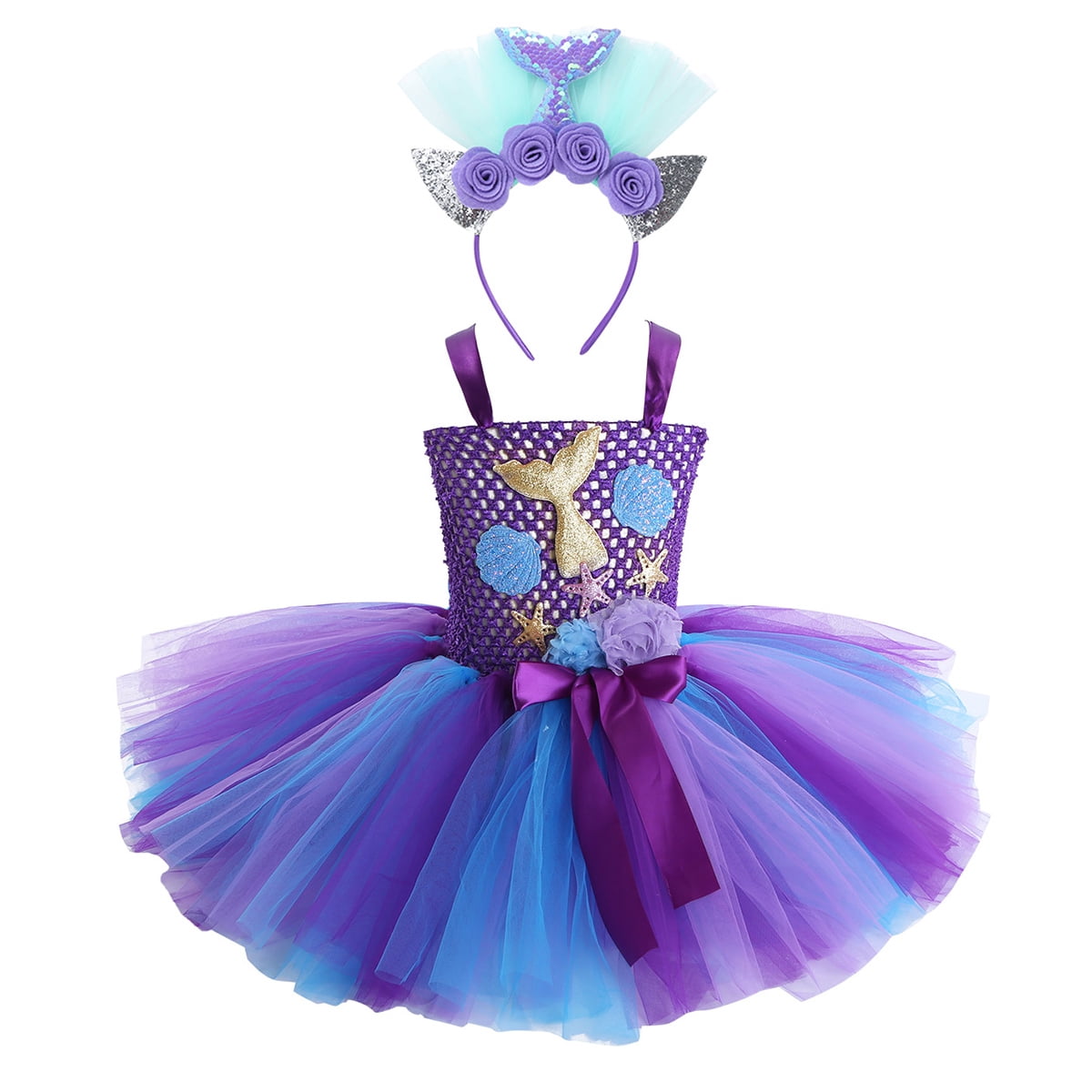 Sxiwei Kids Girls Halloween Costumes Cosplay Party Sequin Scallop ...