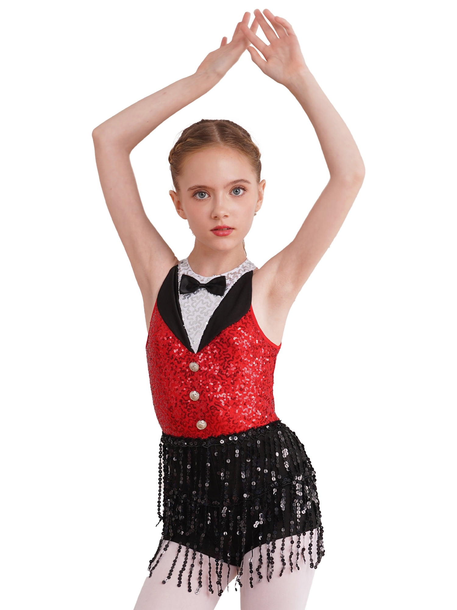 Sxiwei Kids Girls Sequins Dance Dress for Teens Ballet Jazz Hip Hop ...