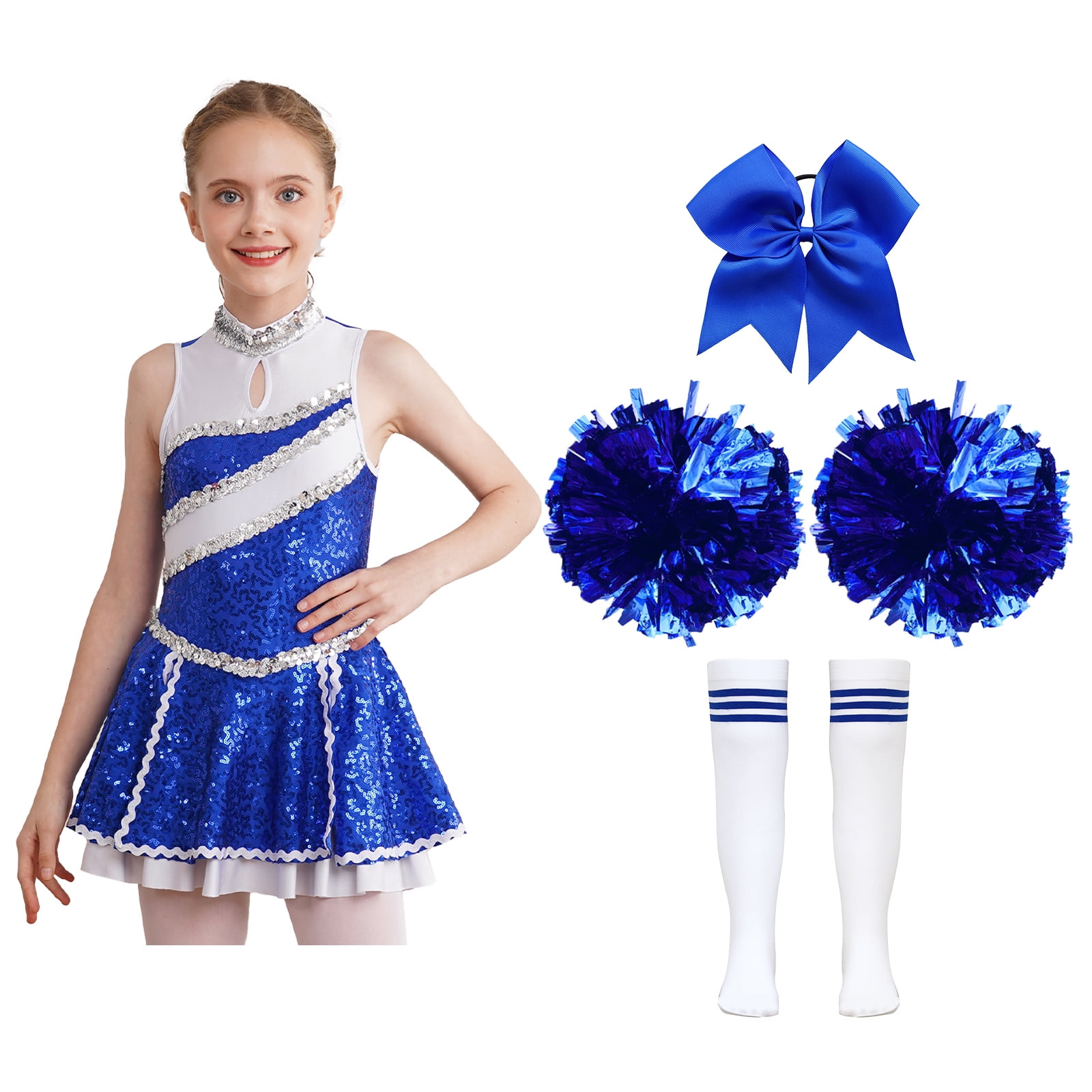 Sxiwei Kids Girls Shiny Cheerleading Dance Dress Cheer Leader Uniform ...