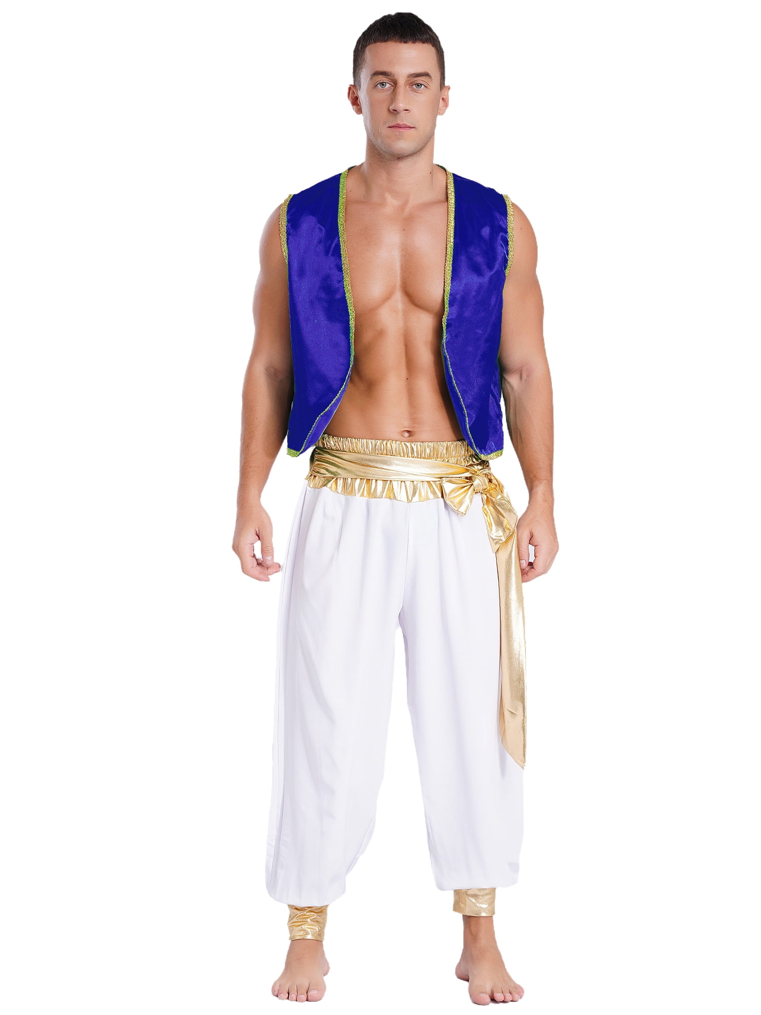 Sxiwei Men's 2Pcs Arabian Prince Cosplay Costume Outfits Fancy Vest ...