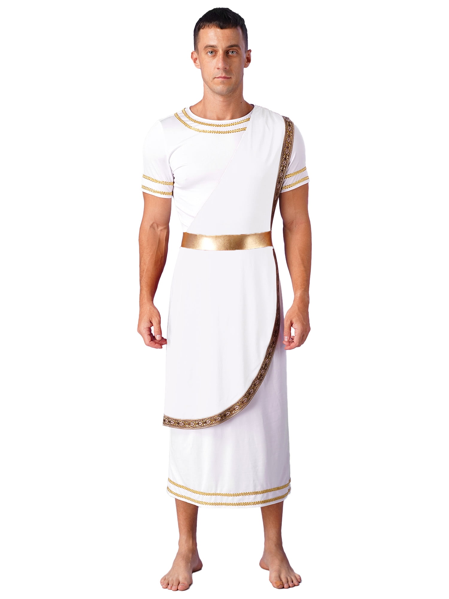 Sxiwei Men's Ancient Greek Roman Toga Halloween Cosplay Fancy Dress Up ...