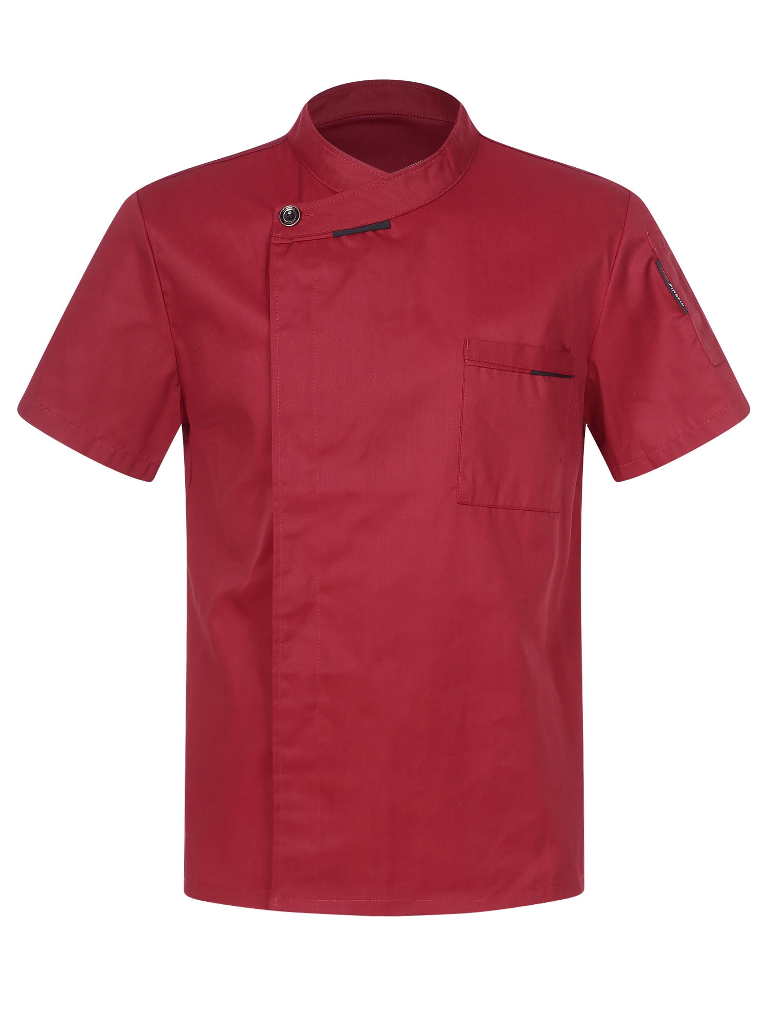 Sxiwei Men's Chef Jacket With Pockets Restaurant Kitchen Chef Jacket Chef Coat Workwear Burgundy ...