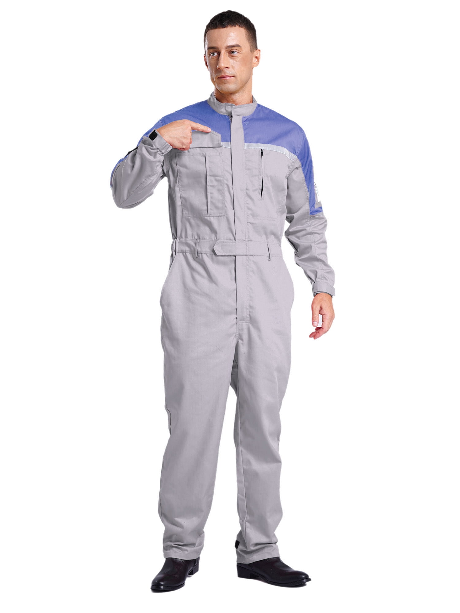 Sxiwei Men's Cotton Hi Vis Coveralls Long Sleeve Work Overalls One ...
