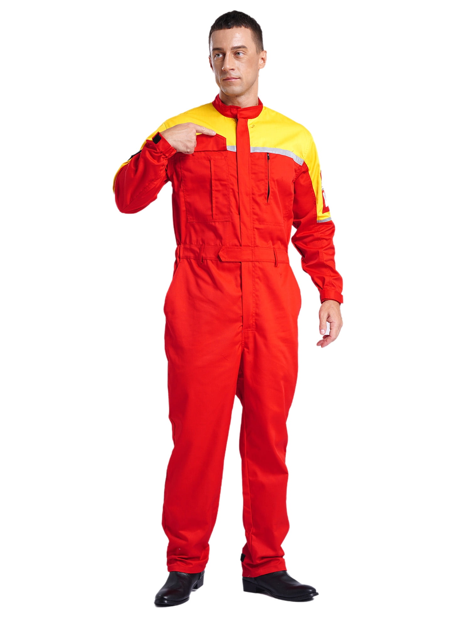 Sxiwei Men's Cotton Hi Vis Coveralls Long Sleeve Work Overalls One ...