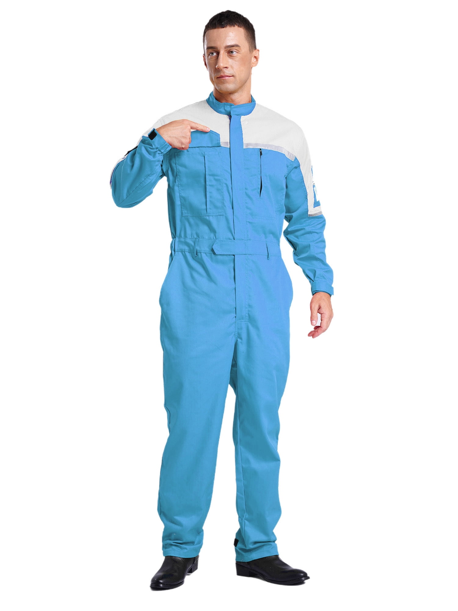 Sxiwei Men's Cotton Hi Vis Coveralls Long Sleeve Work Overalls One ...
