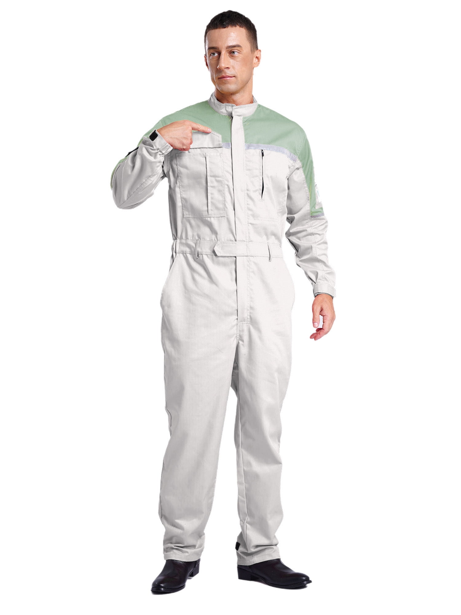Sxiwei Men's Cotton Hi Vis Coveralls Long Sleeve Work Overalls One ...